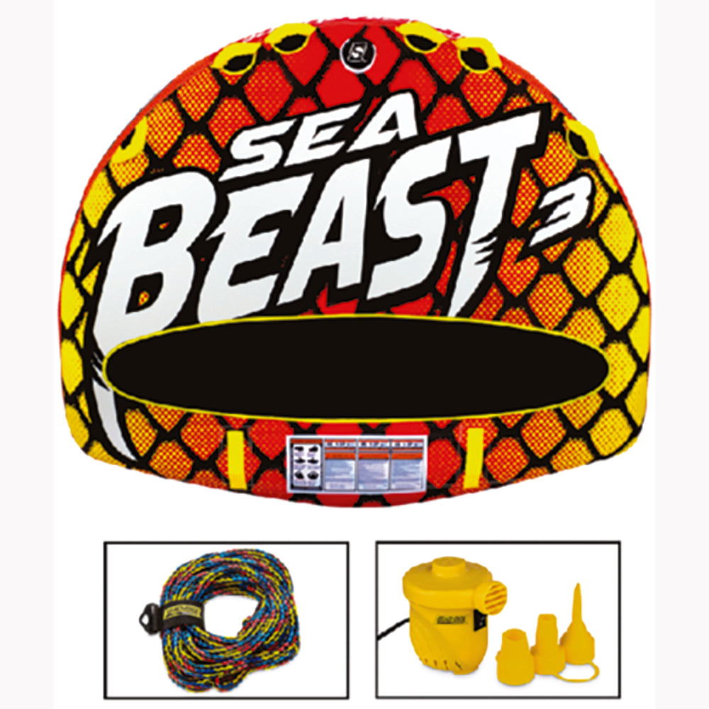 Seachoice Sea-Beast 3 Person Towable Tube- with Tow Rope and 12V Elect ...