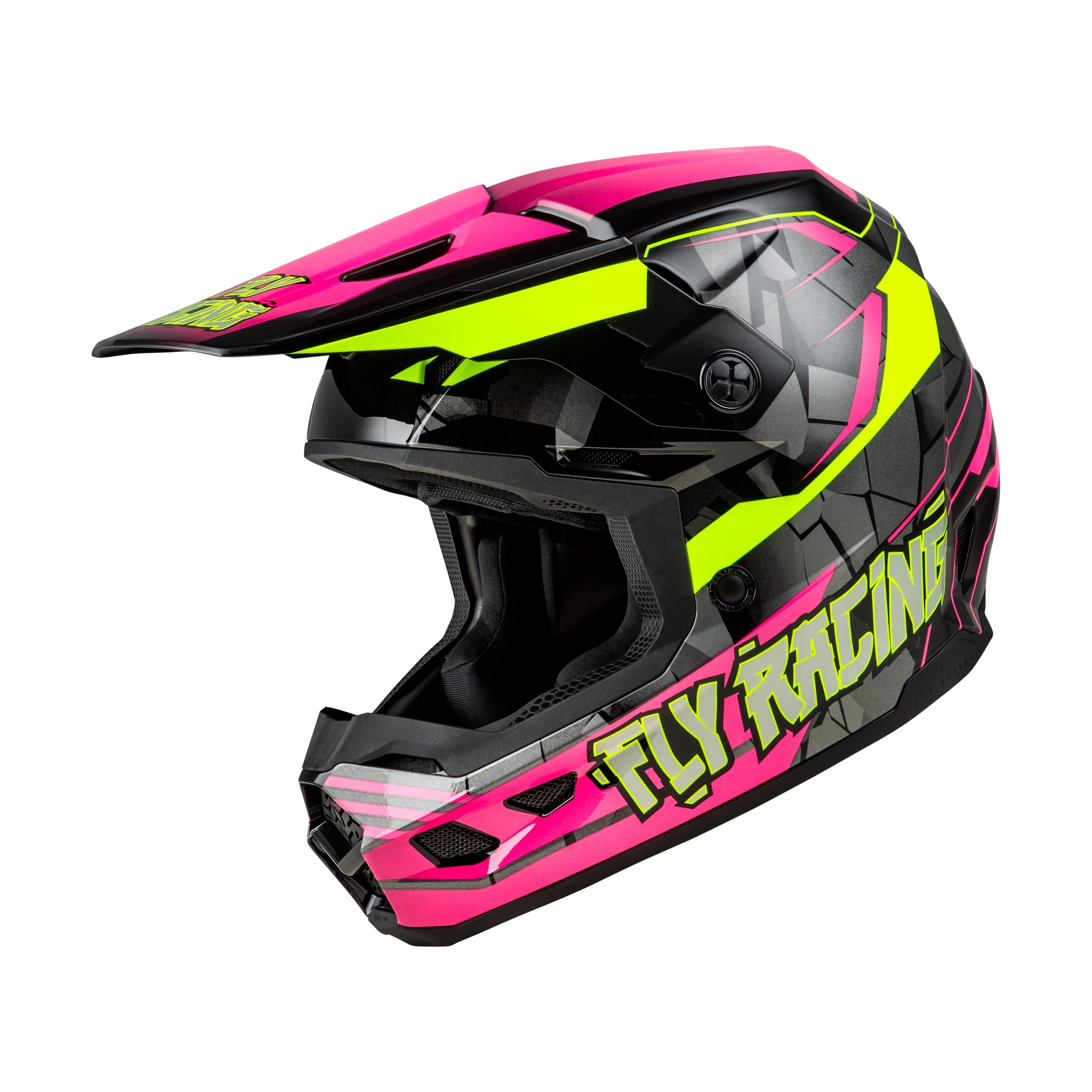 FLY RACING YOUTH KINETIC SCORCHED HELMET NEON PINK/HI-VIS/BLACK YM - 7 ...